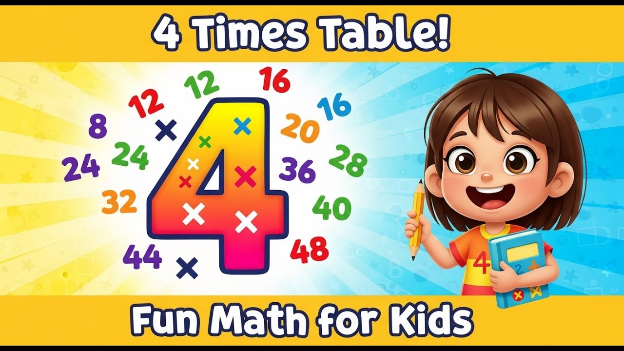 Learn the 4 Times Table Fast! Fun Multiplication Video for Kids - YouTube