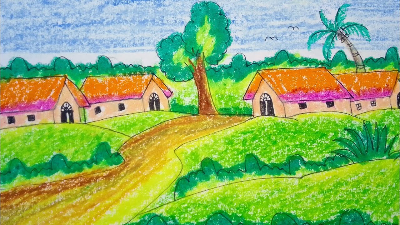 Art For Kids Hub||Beautiful Drawings||Village Drawing For Kids - YouTube