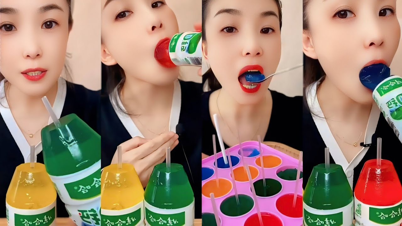 ASMR GILLI GELLY RED BLUE GREEN GELLEIS EATING GIRL FAST FAST [VOICE ...