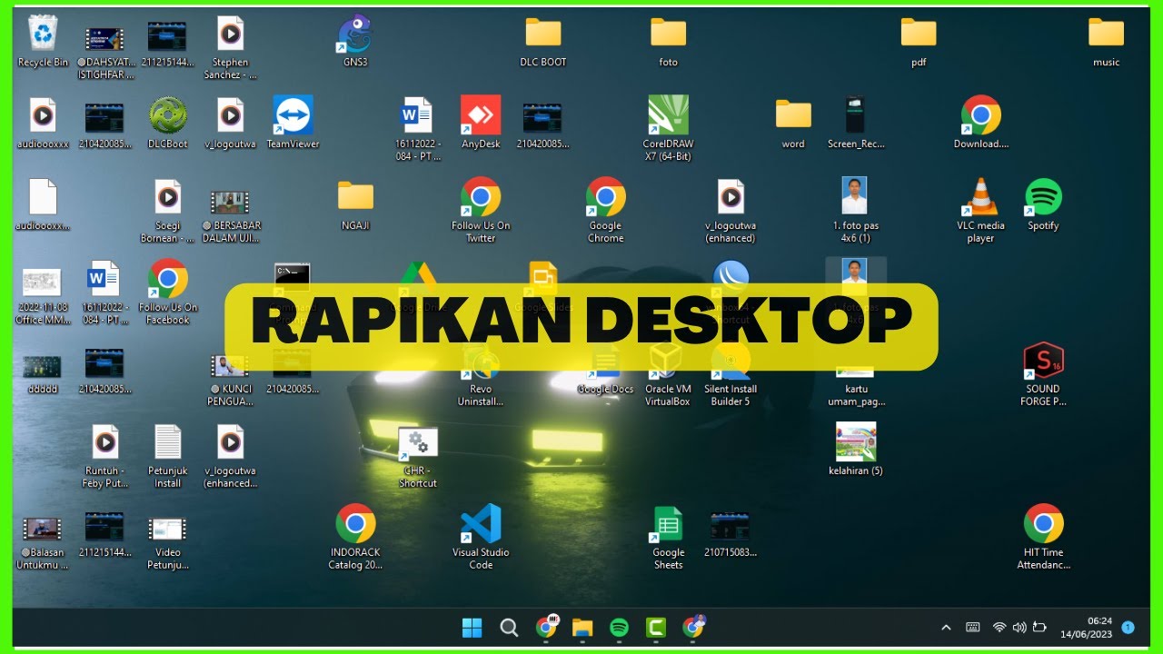 Cara mengatur desktop yang rapi di laptop windows 11 - YouTube