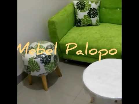 Sofa Tunggal (Sofa 2 dudukan) warna hijau dan stool set Monstera.