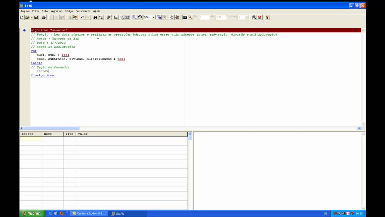 Algoritmos I com VISUALG (aula 1) - YouTube