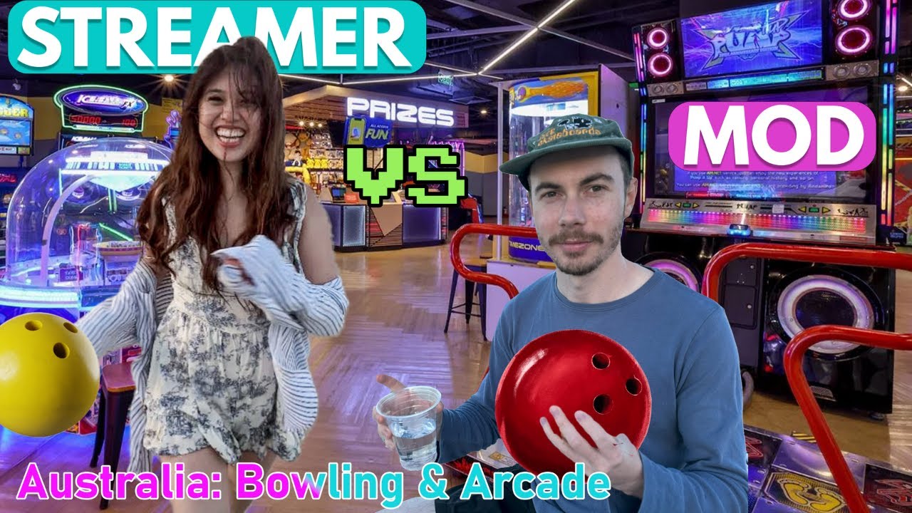 Streamer Vs. Mod: Bowling & Arcade in Australia! - YouTube
