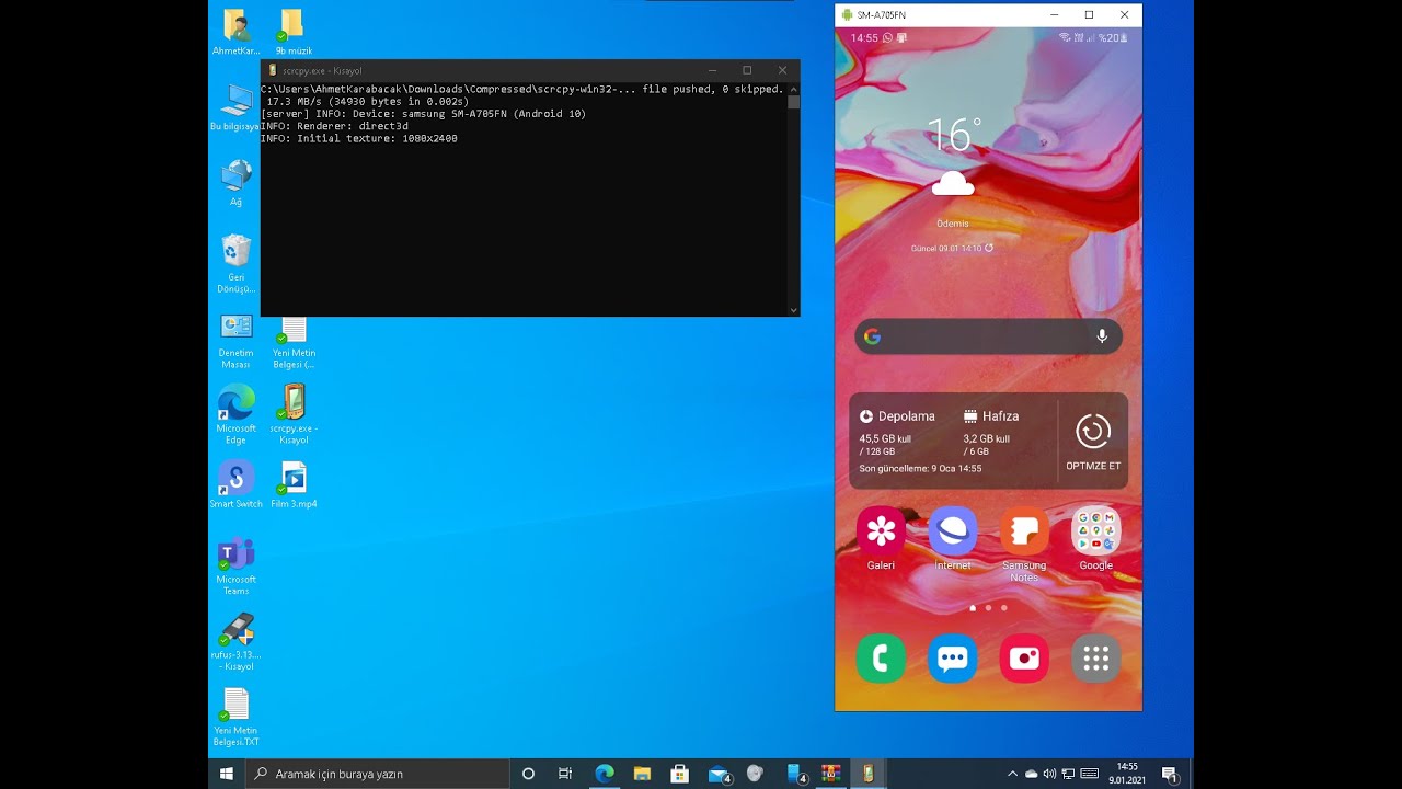 Scrcpy kurulumu (telefonun ekranını bilgisayardan kontrol etme ...