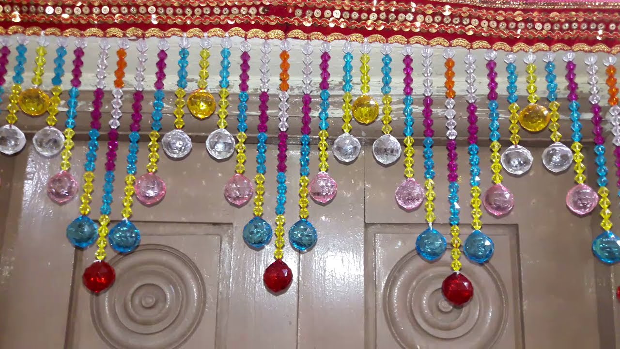 How To Make Crystal Beads Toran For Home Decoration || Toran Design ...