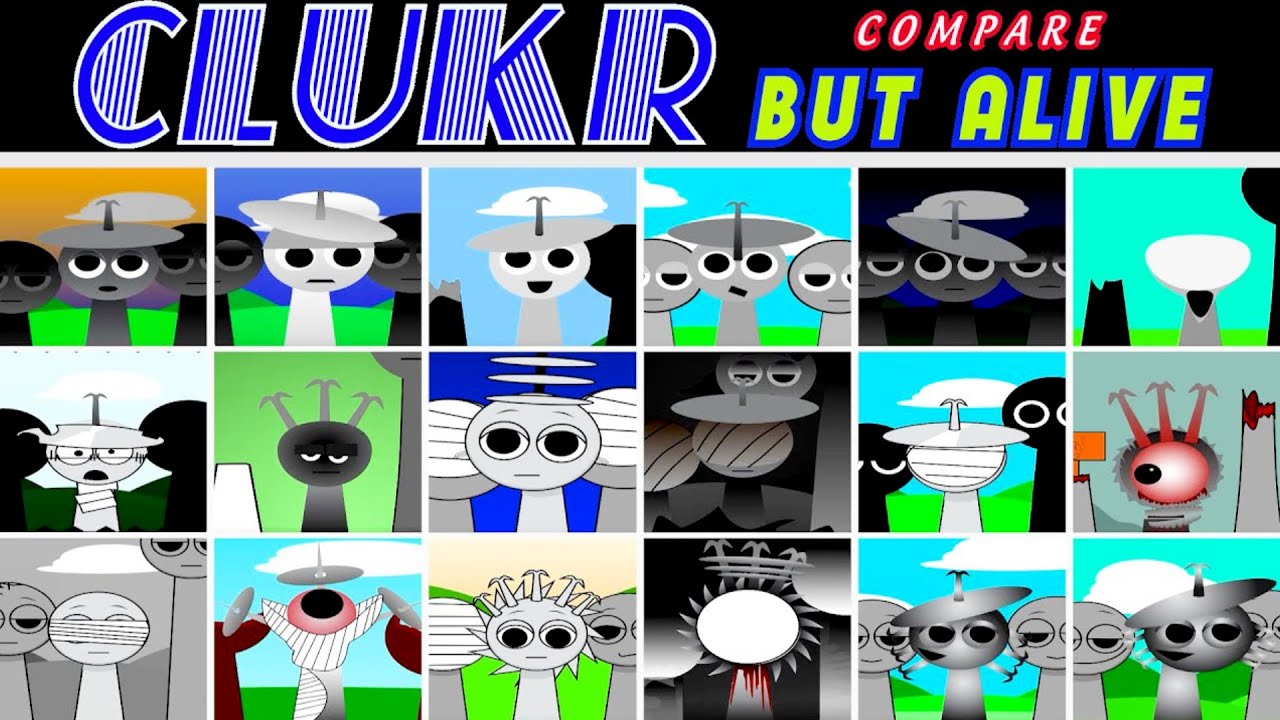 Incredibox Sprunki| Compare CLUKR character in all different stages in ...