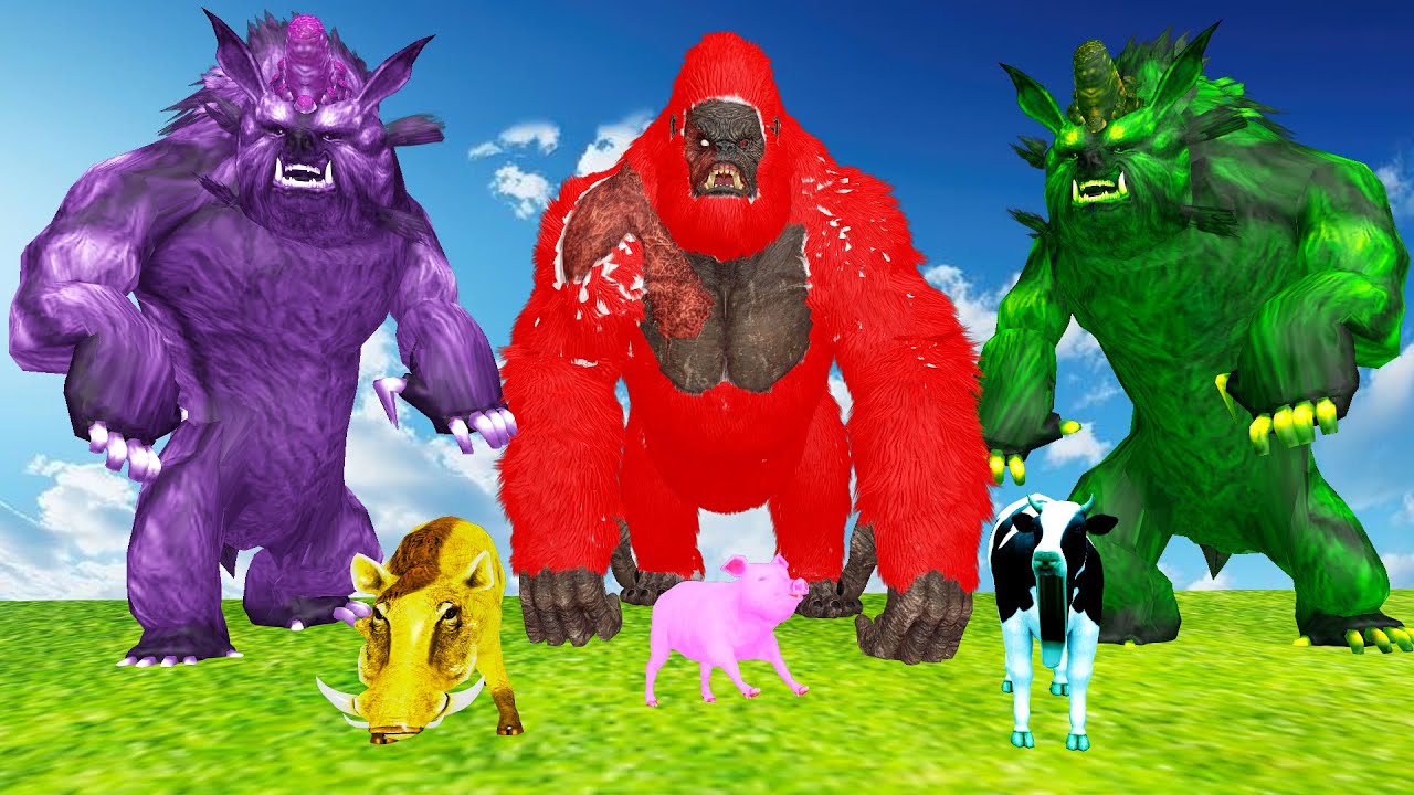 5 Zombie Mammoth vs 5 Zombie Bull vs Cheetah Fight Prehistoric Animal ...