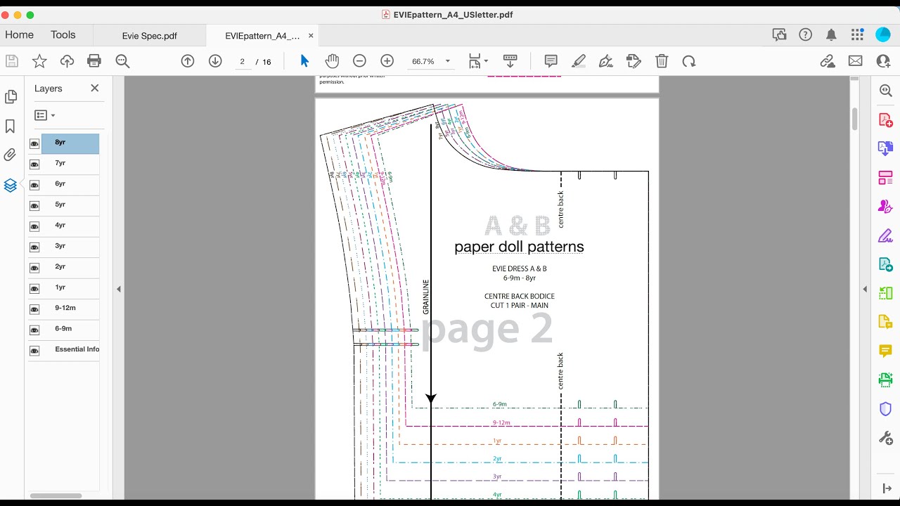 Using the size layers in a PDF sewing pattern - YouTube