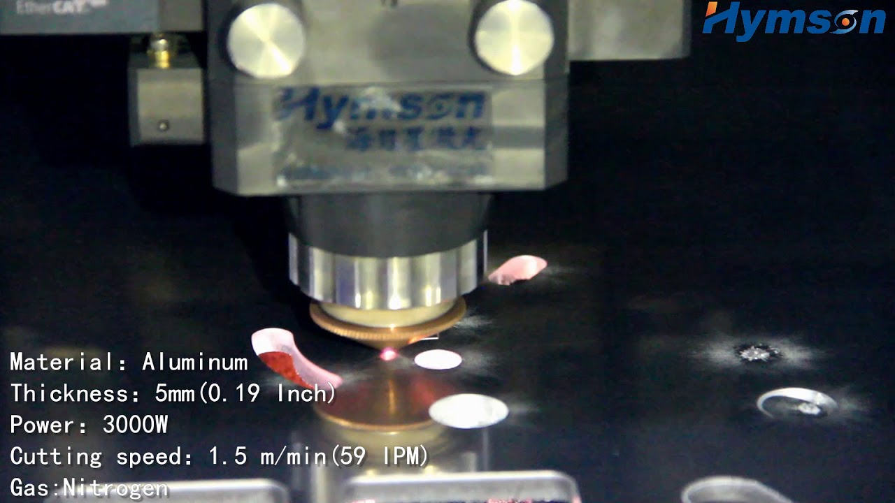Hymson丨3000W 5mm Aluminum laser cut - YouTube