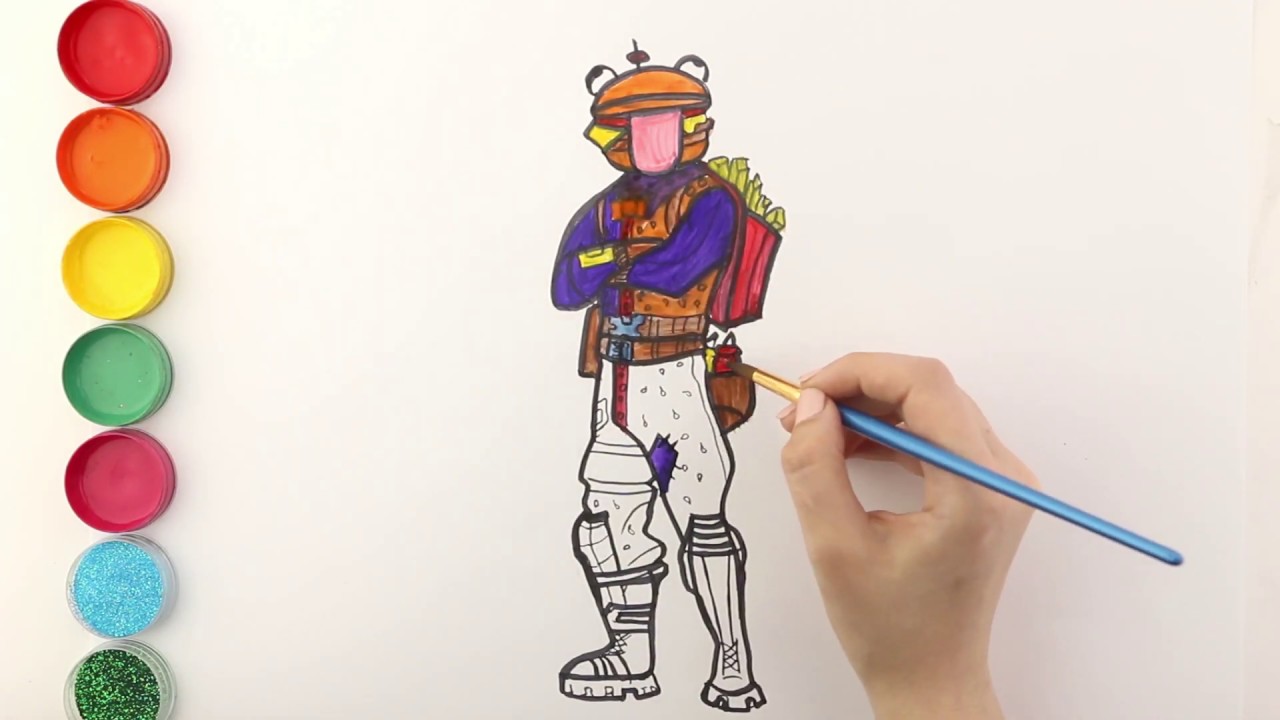 Fortnite Beef Boss Skin Durr Burger Drawing and Coloring for Kids - YouTube