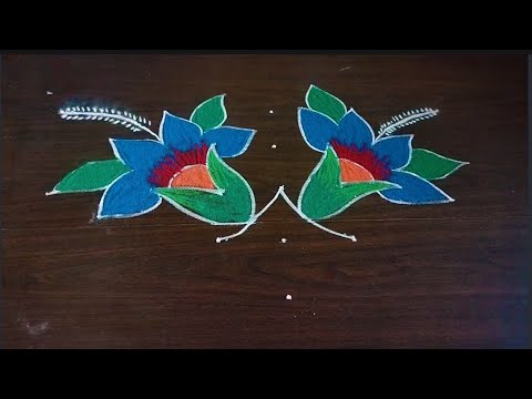 Flower pot rangoli design using dots 5*1 - YouTube