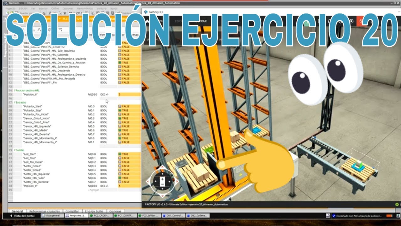SOLUCIÓN EJERCICIO 20 Programación ALMACÉN AUTOMÁTICO en TIA Portal con ...