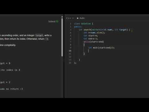 Leetcode problem.704: Binary Search |C++| #DSA - YouTube