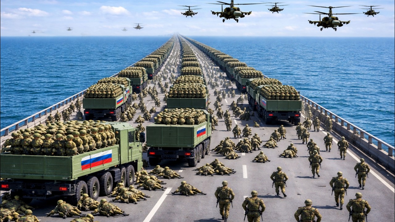 April 2nd! A large Russian convoy is stuck in the middle of a bridge ...