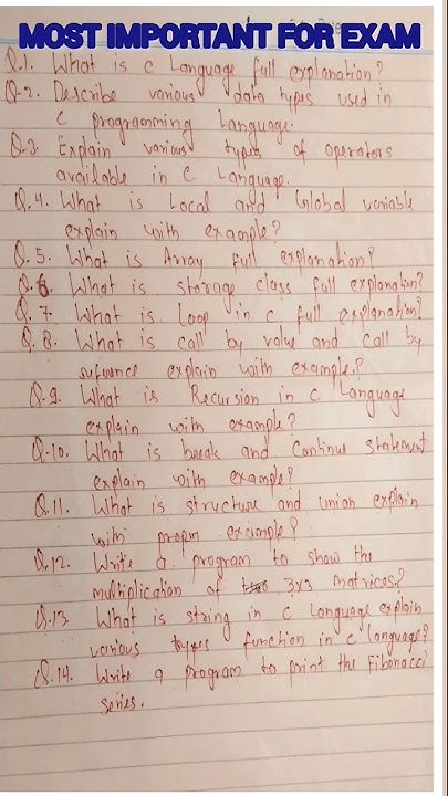 C Programming Most Important Questions Cprogramming Youtube