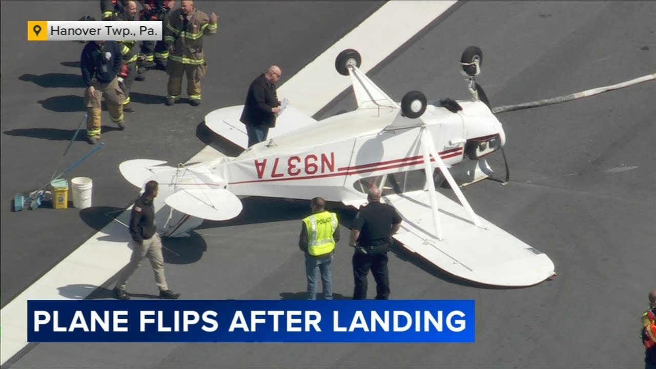Small plane flips over during landing at Lehigh Valley International ...