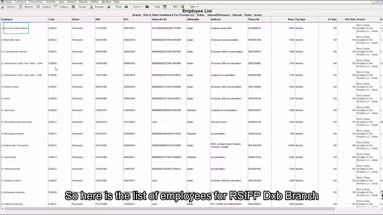 How to view the list of Employess for a particular branch for UAE ...