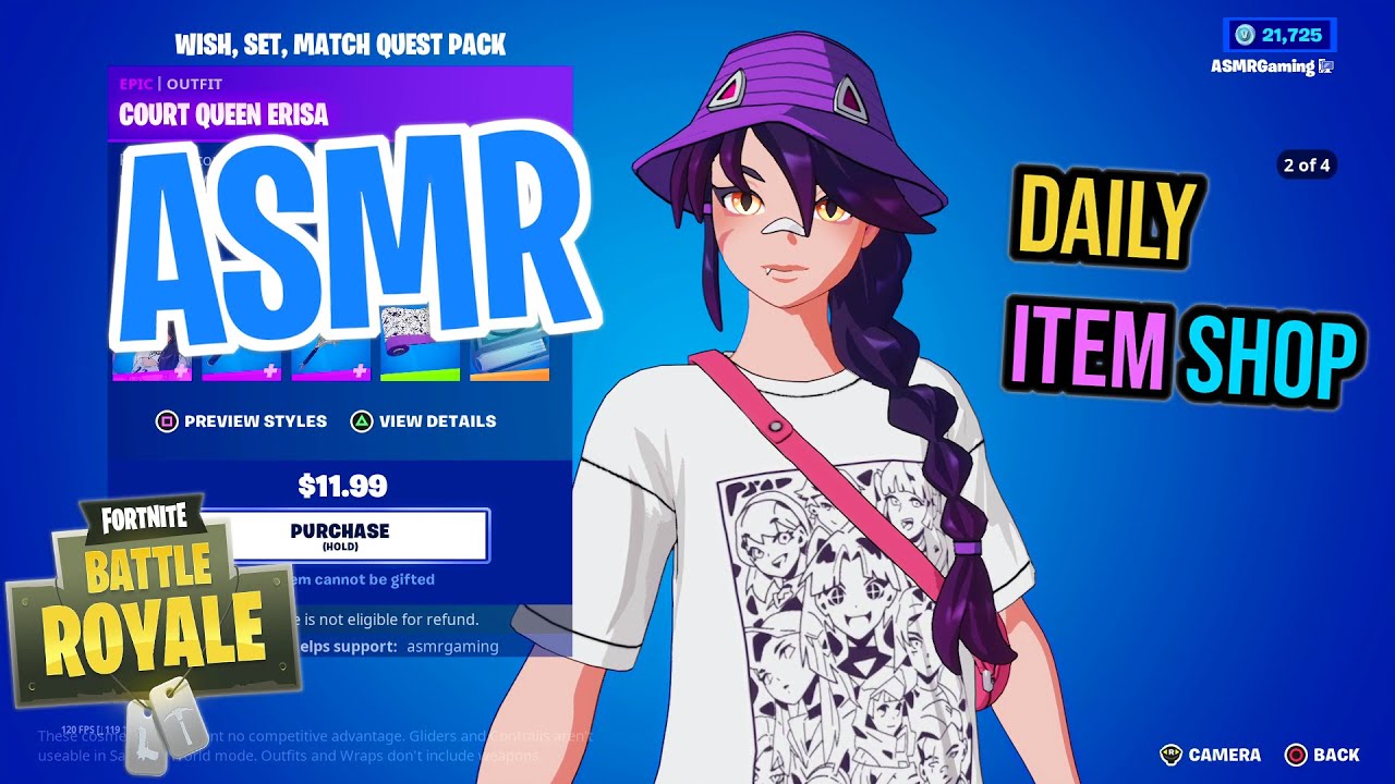 ASMR Fortnite NEW Court Queen Erisa Skin! Daily Item Shop 🎮🎧 Relaxing ...