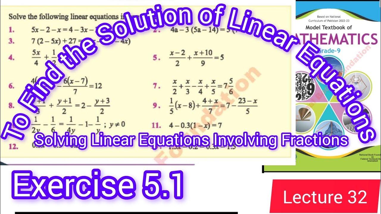 solution of linear equation class 9 maths chapter 5 exercise 5.1 new ...