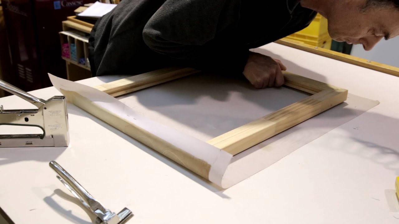 Stretching canvas painting demo - YouTube