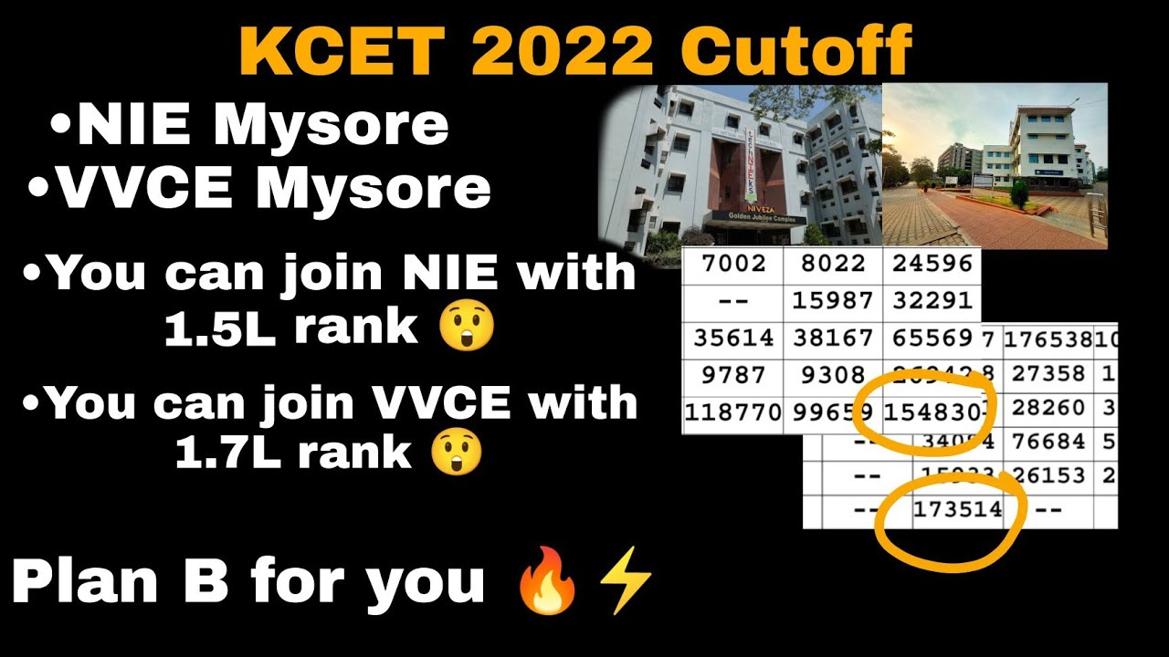 KCET 2022 ENGINEERING CUTOFF|NIE MYSORE CUTOFF|VVCE MYSORE CUTOFF|KCET DOCUMENTS VERIFICATION ...