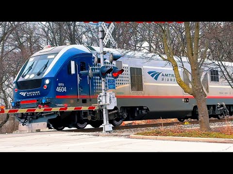 6 Amtrak Trains in Porter, IN - YouTube
