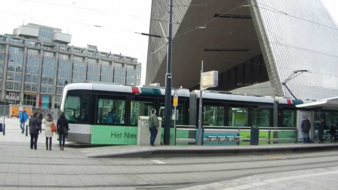 RET trams bij Rotterdam Centraal - Rotterdam tramway - YouTube