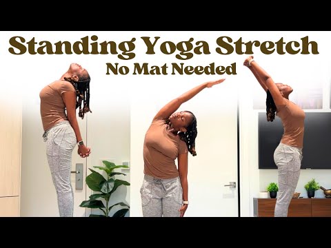 QUICK 5 Min Standing Yoga Stretch for Beginners | R&B Vibes + Black Woman Yoga Instructor