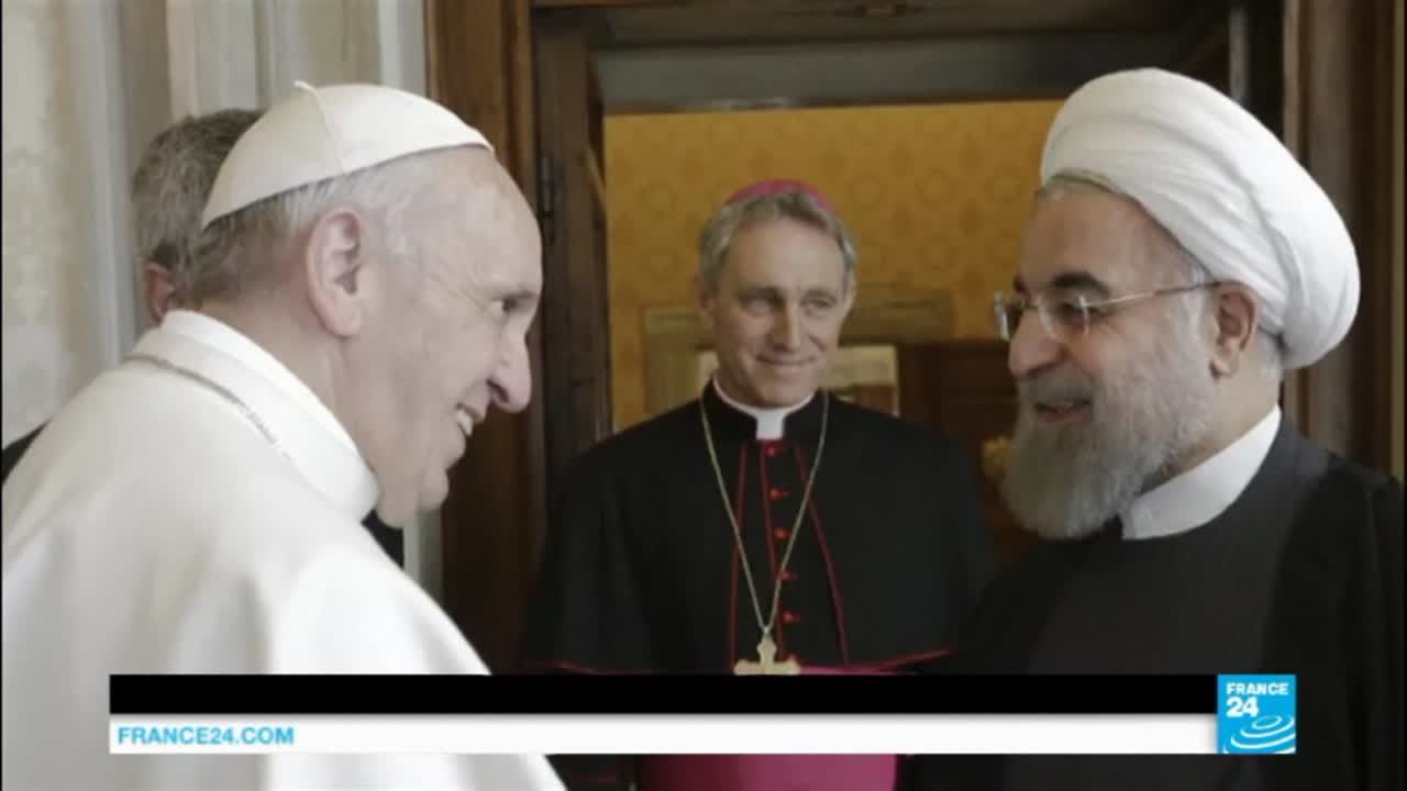 Pope Francis welcomes Iranian president Hassan Rouhani for a historic ...
