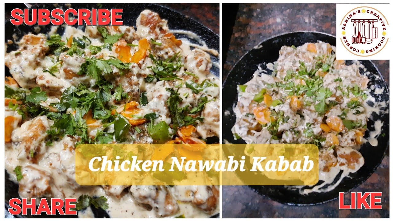 Chicken Nawabi Kabab | Cheesy White Sauce Chicken | Boneless Chicken ...