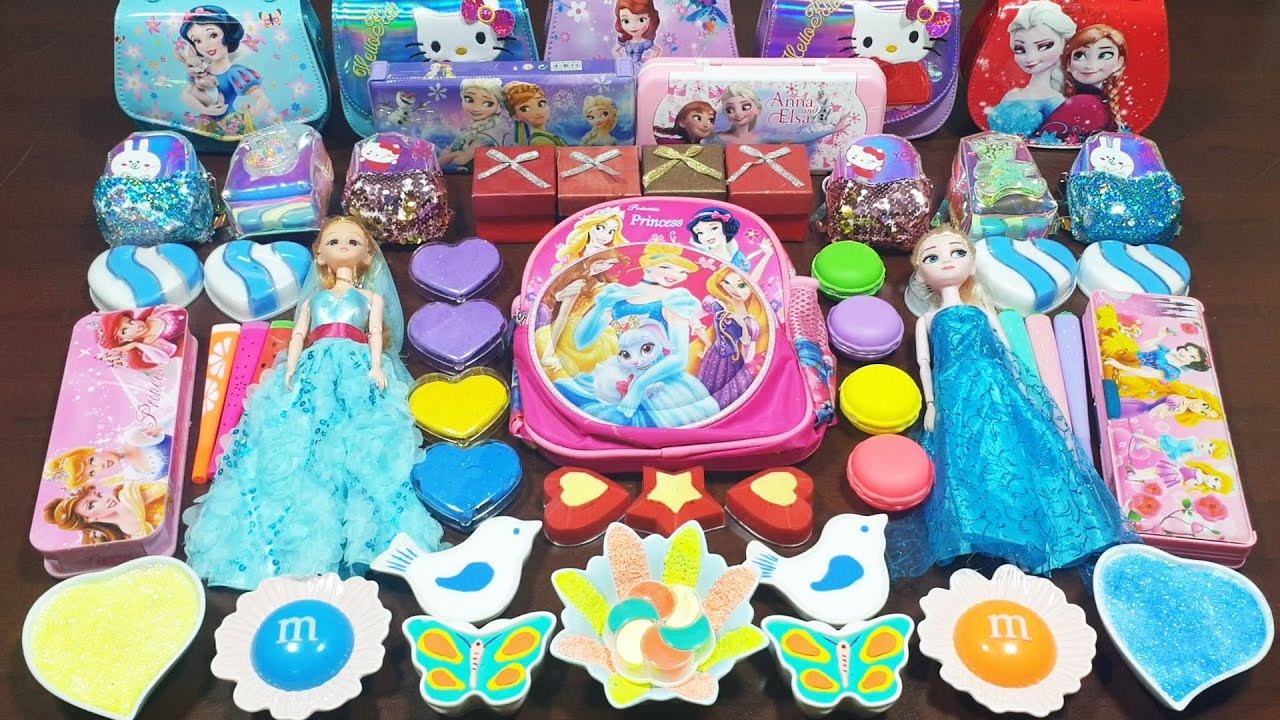 DISNEY PRINCESS Slime Challenges || Mixing manyThings into Slime ...