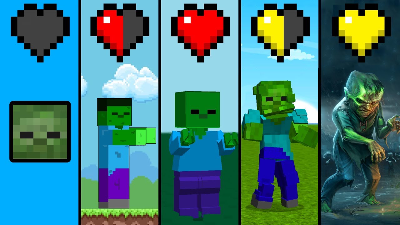 zombie with different hearts in minecraft - YouTube