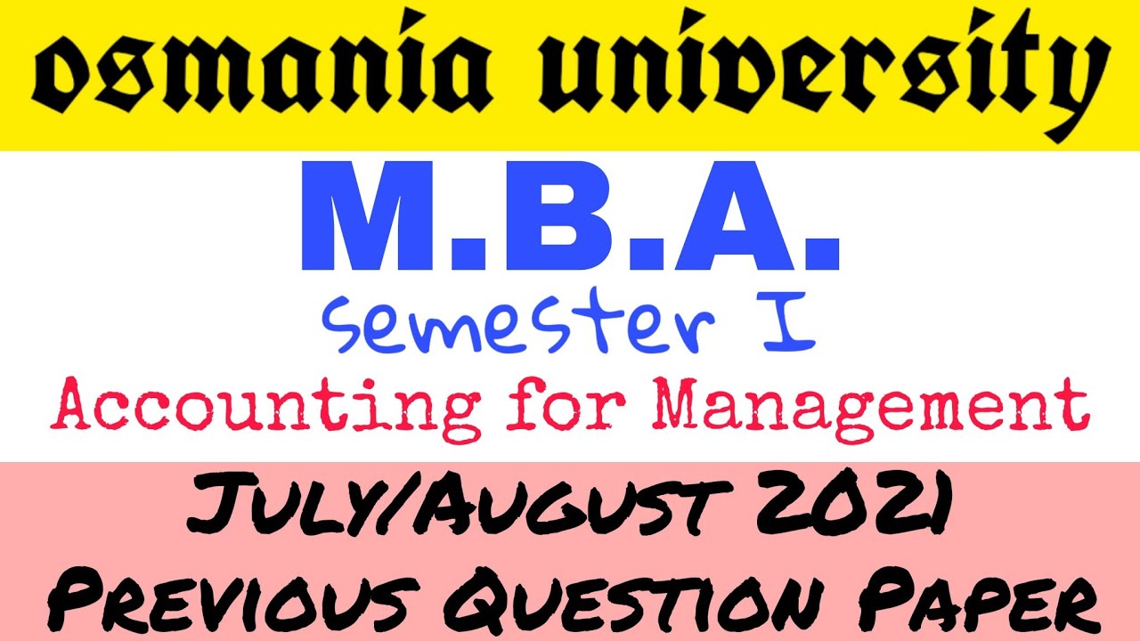 Accounting for Management | MBA 1st Semester | Previous Question Paper ...