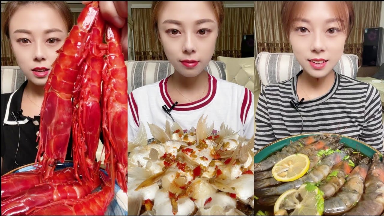 Mukbang 🐟🦐 Fat Fish | Raw Shrimp | Red Devils Shrimp Sashimi - YouTube