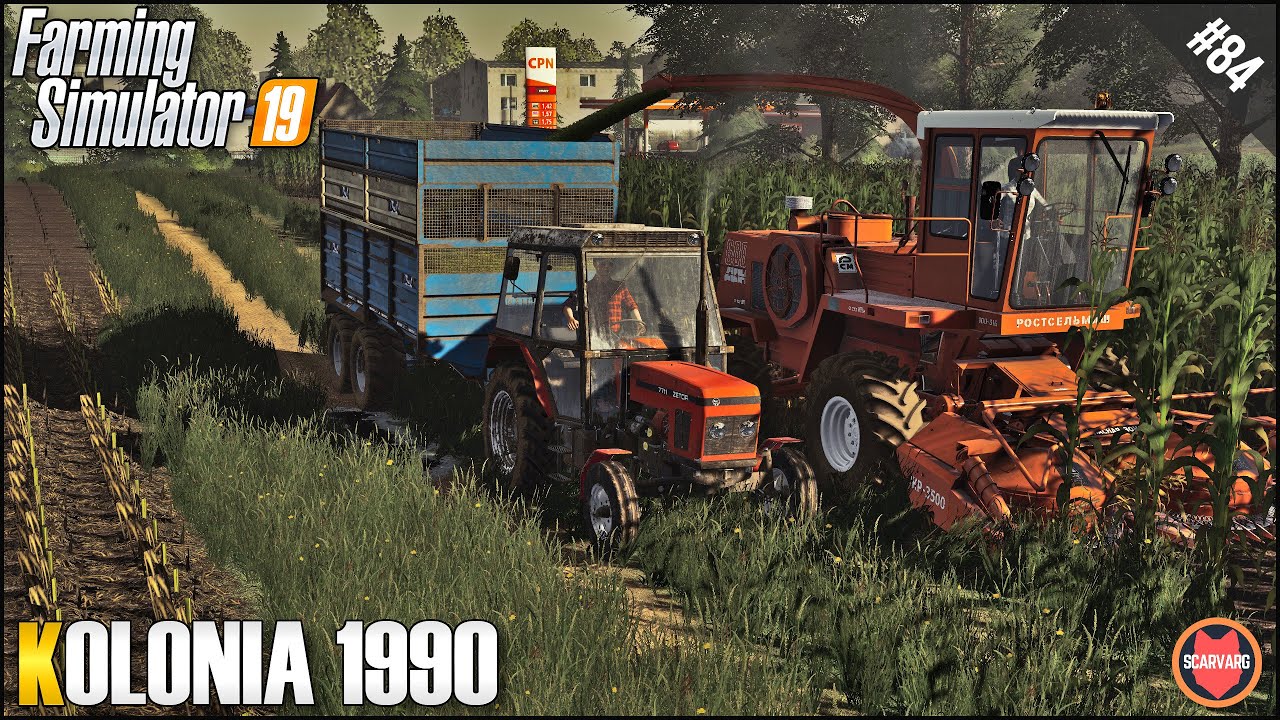HARVESTING CORN CHAFF FOR SILAGE ⭐ Kolonia 1990 #84 ⭐ FS19 Timelapse ...