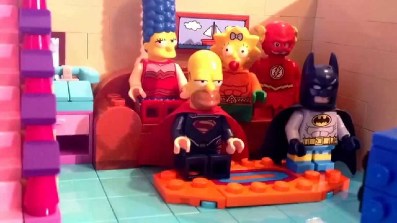 Lego Simpsons intro with DC cosplay couch gag - YouTube