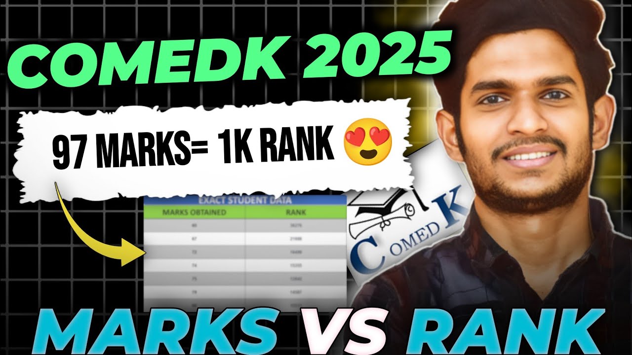 COMEDK Marks vs Rank 2025 | 100 Marks = Rank Under 1000? | COMEDK ...