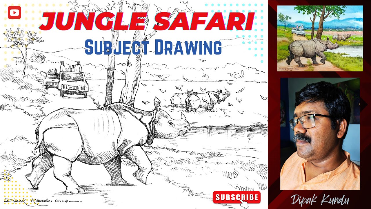 Jungle Safari Subject Drawing | Jungle Safari Drawing Easy | Jungle ...