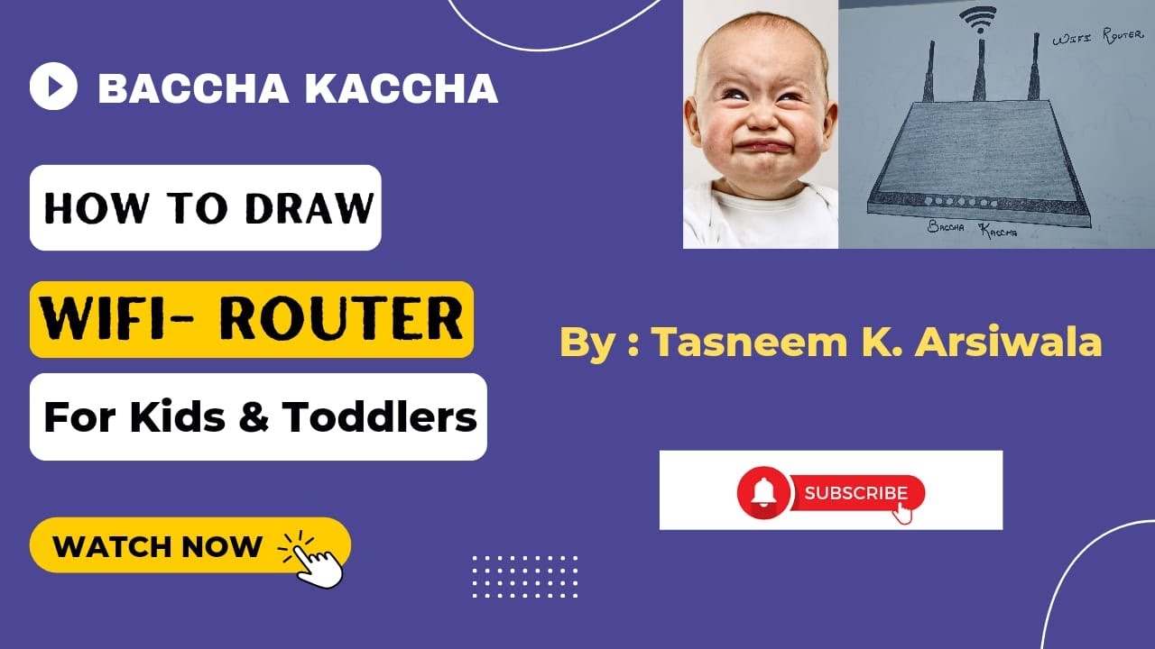 How to draw WIFI - ROUTER | Step By Step | Baccha Kaccha | Kids ...