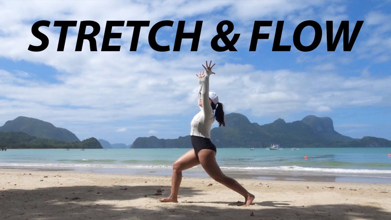 10 Min Beach Yoga Flow & Stretch | Full Body Standing Yoga Practice ...