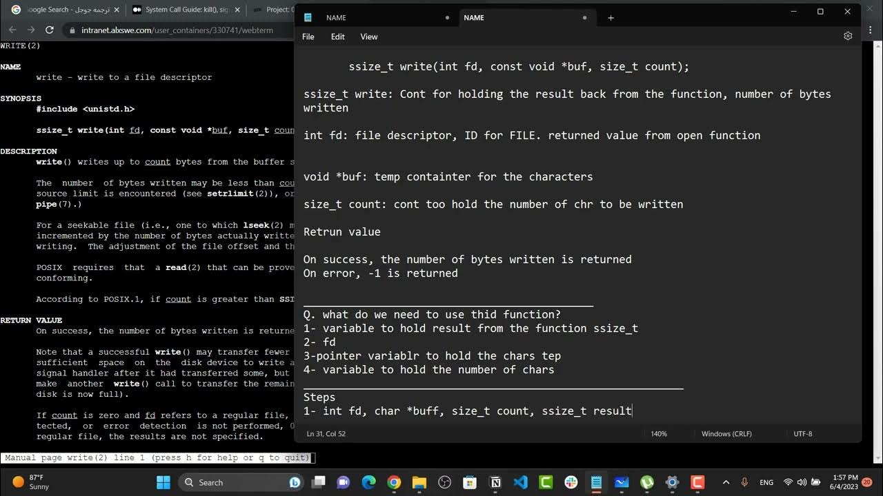 System Call Guide Kill Signal Stat Fstat Lstat Write Exit And Exit Youtube