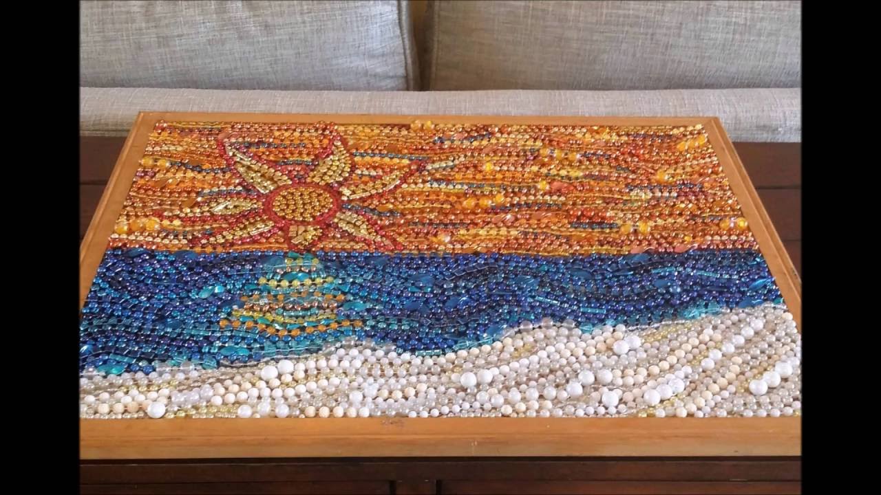 The Making of Sunburst Sunset, mardi gras bead art - YouTube