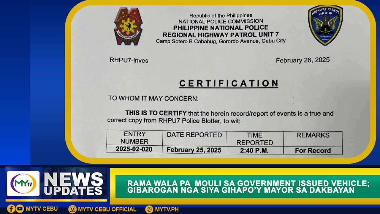 𝗠𝘆𝗧𝗩 𝗡𝗲𝘄𝘀 𝗨𝗽𝗱𝗮𝘁𝗲: 𝗥𝗔𝗠𝗔 𝗪𝗔𝗟𝗔 𝗣𝗔 𝗠𝗢𝗨𝗟𝗜 𝗦𝗔 𝗚𝗢𝗩𝗘𝗥𝗡𝗠𝗘𝗡𝗧 𝗜𝗦𝗦𝗨𝗘𝗗 𝗩𝗘𝗛𝗜𝗖𝗟𝗘 ...