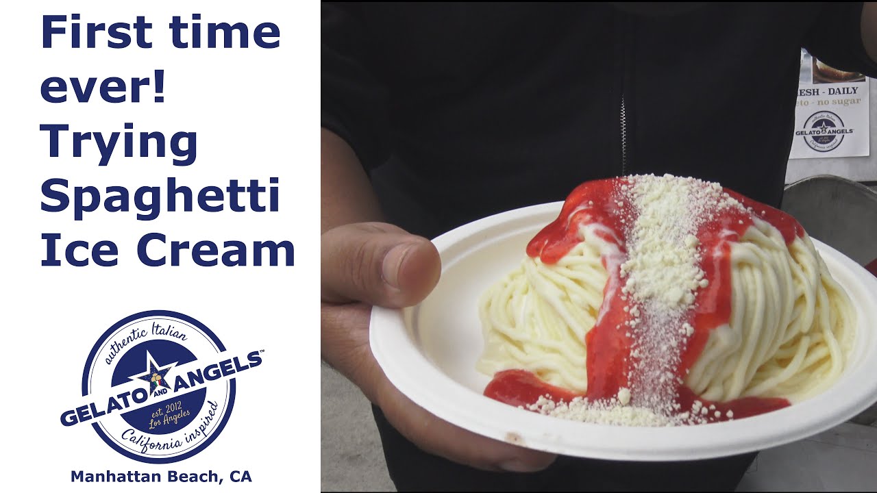 Trying Spaghetti Ice Cream for the first time at Gelato and Angels ...