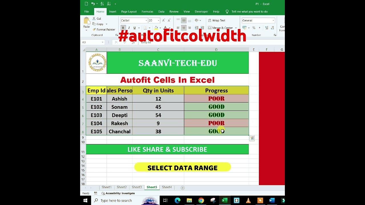 how to autofit columns width in excel by keyboard #exceltech #exceltutorial #excelsolutions ...