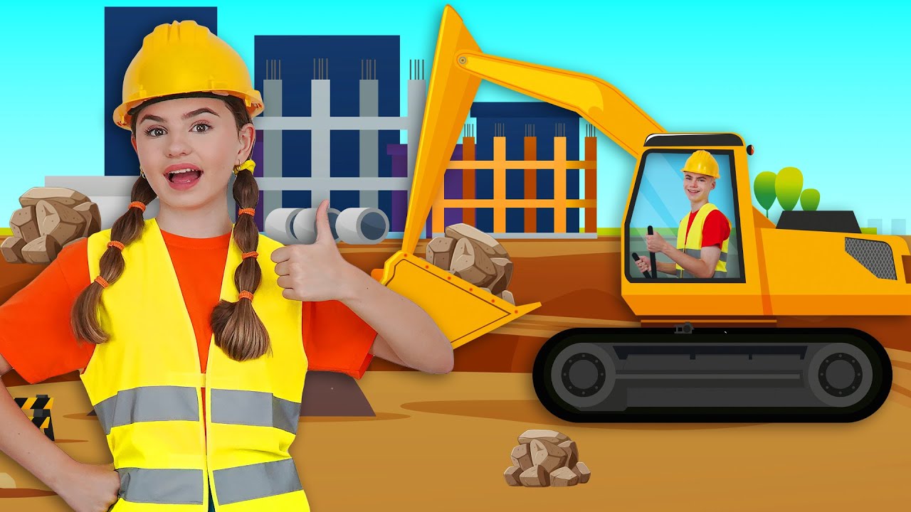 Construction Vehicles Song for Kids 🚛 Excavator, Bulldozer & Other ...