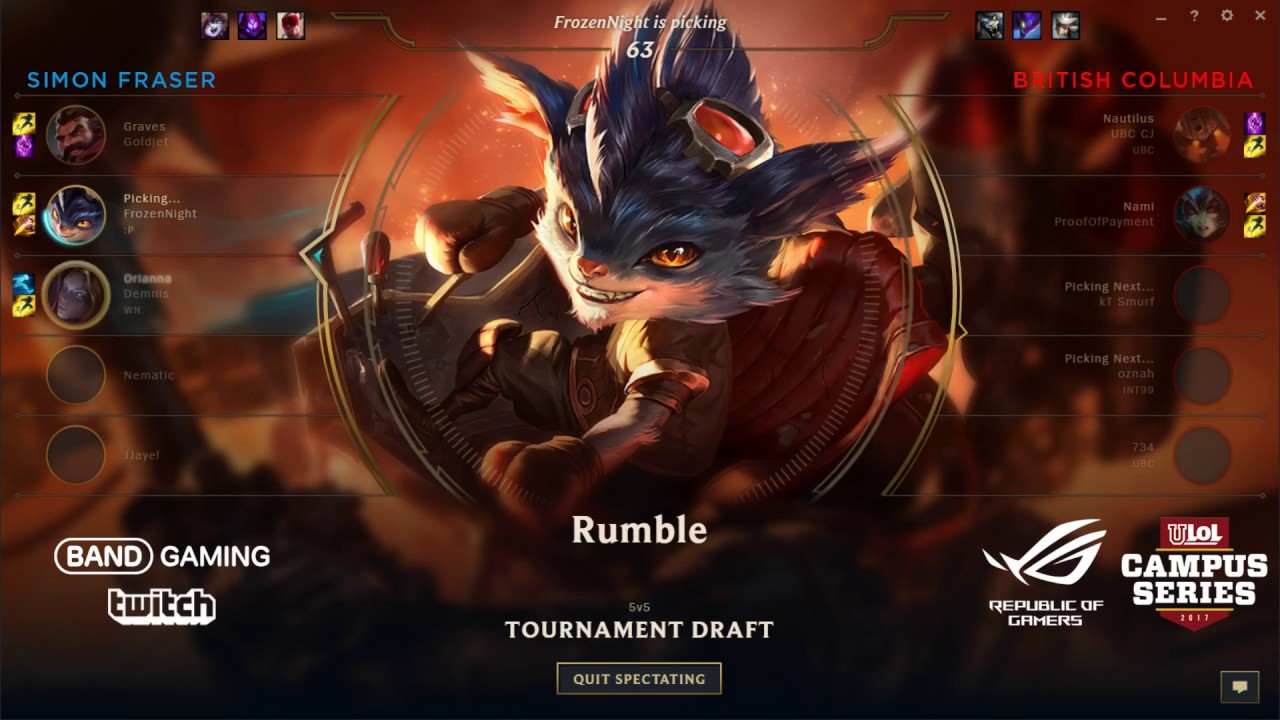 ULoL Campus Series: West Finals - British Columbia vs Simon Fraser ...
