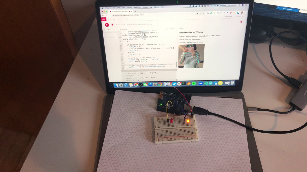Teachable Machine Pose Classifier With Arduino Leds Demo Youtube