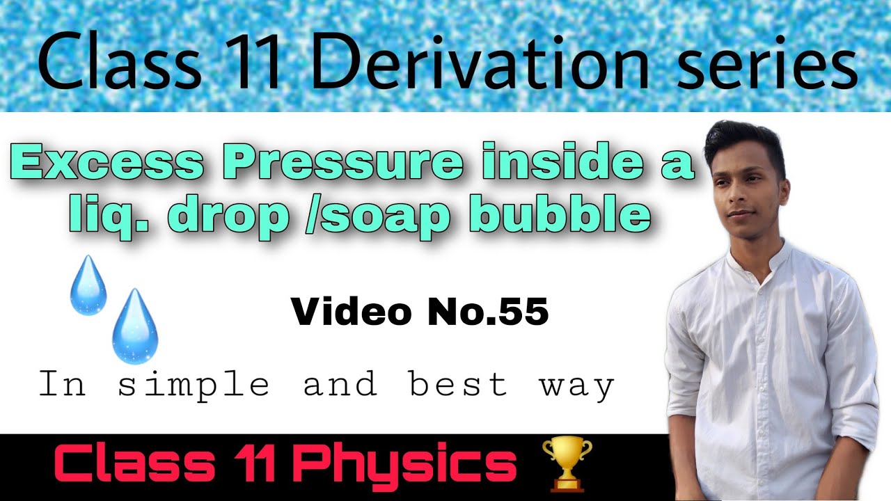 Excess pressure inside a liquid drop / soap bubble | class 11 physics ...