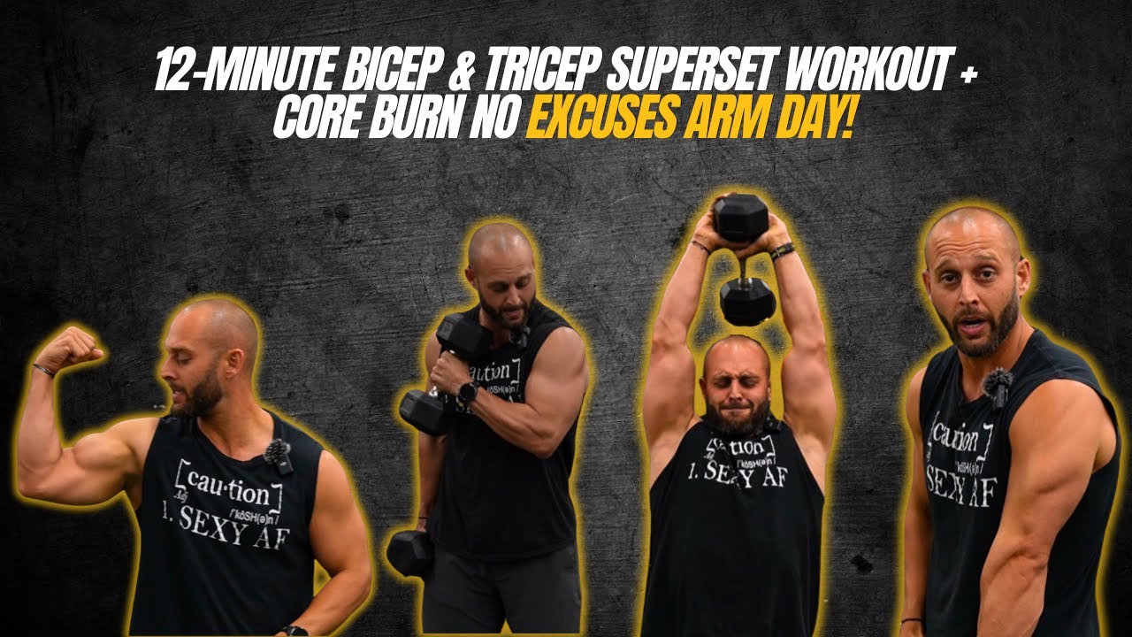 12-Minute Bicep & Tricep Superset Workout + Core Burn - YouTube